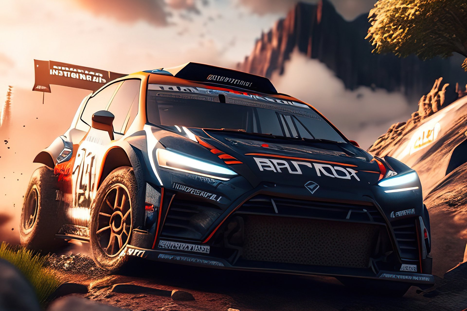 rally-car-racing-dusty-day-generative-ai | Clothes2order Custom Branded ...